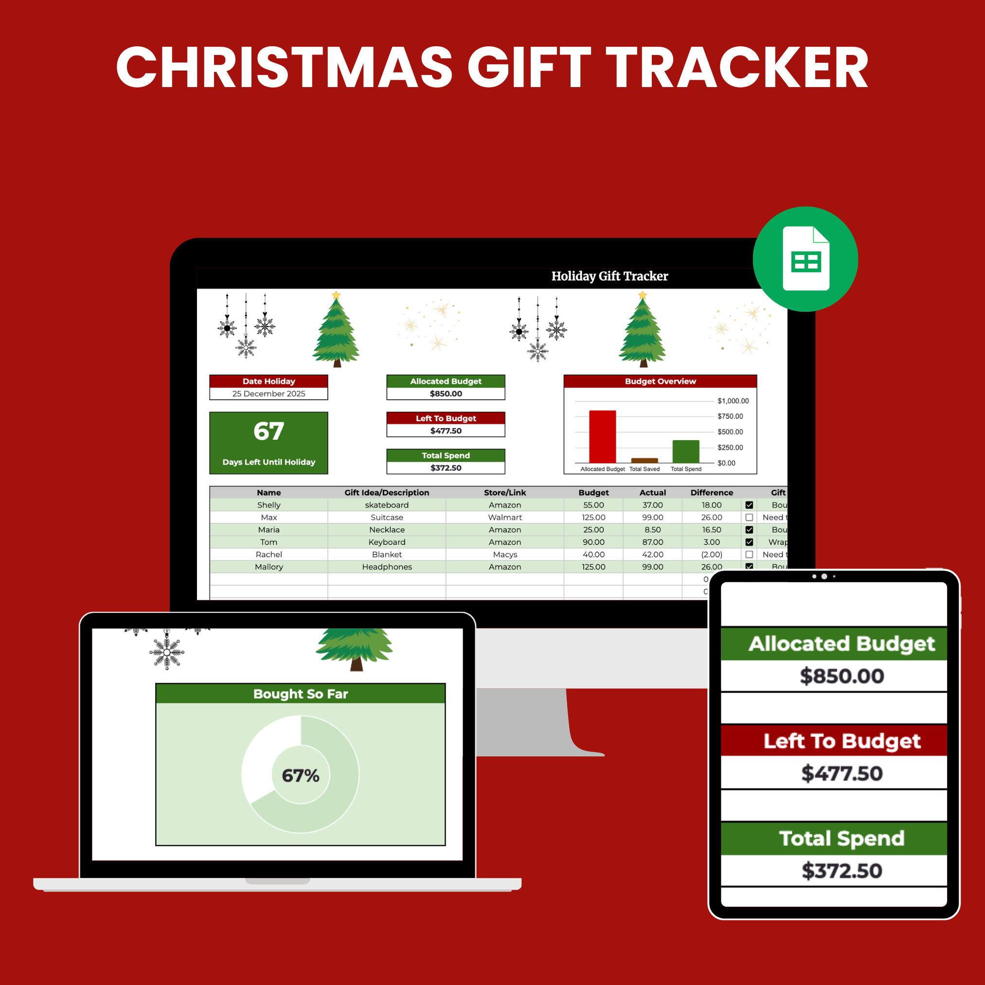 Holiday Gift Tracker Spreadsheet (Google Sheets) – Addi Ganley