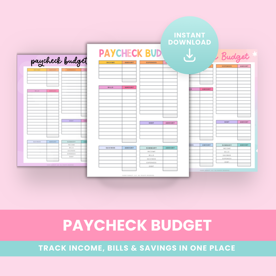 Paycheck Budget Planner: Colorful Financial Tracker Printable for Easy ...