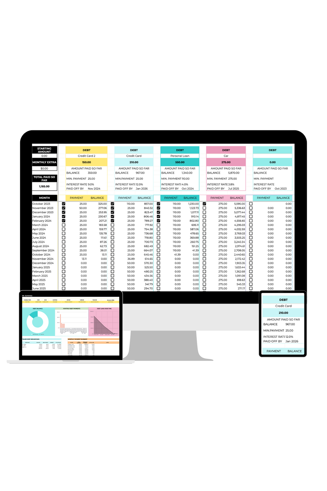 Debt Paydown Spreadsheets – Addi Ganley