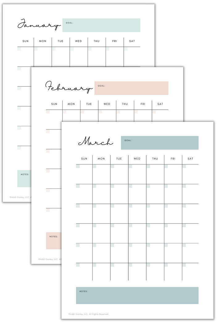 Undated Calendars – Addi Ganley