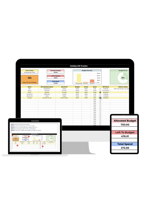 Gift Tracker Spreadsheet – Addi Ganley