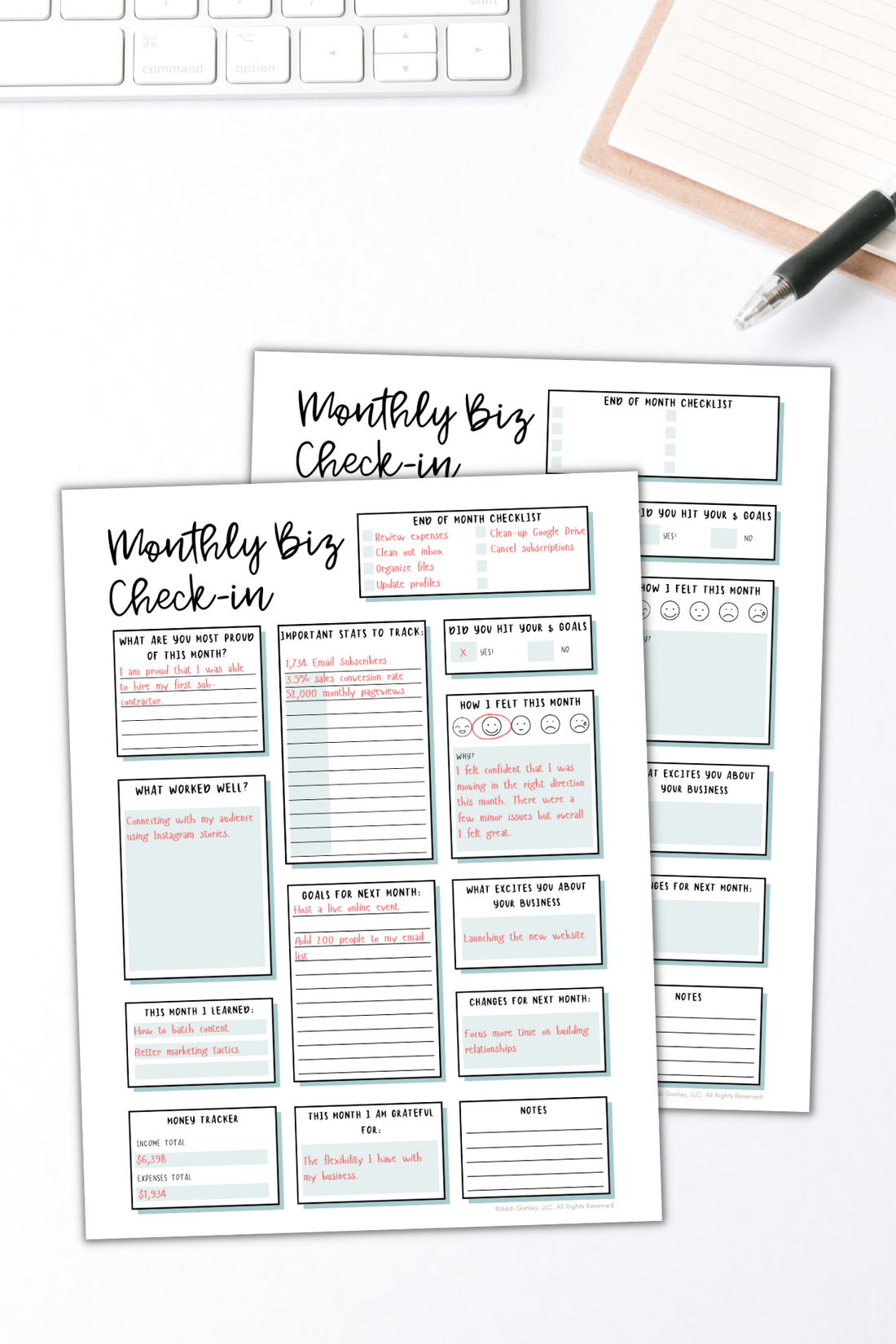 Monthly Biz Check-in – Addi Ganley