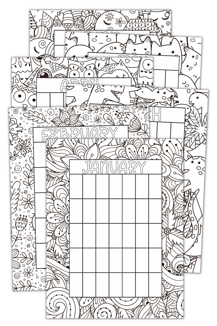Undated Coloring Calendars - Patterns – Addi Ganley