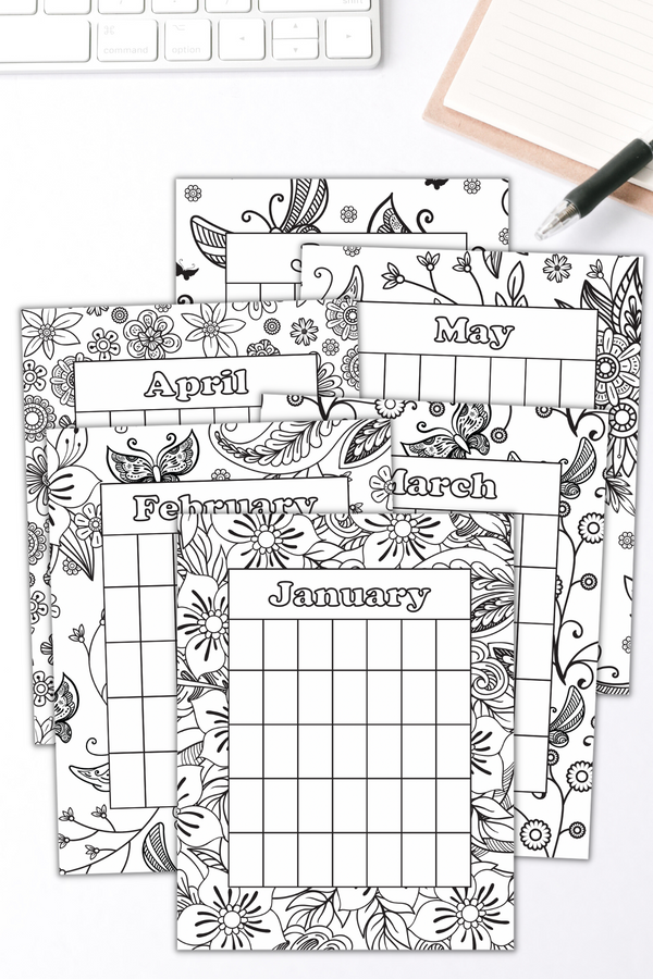 Undated Coloring Calendars - Floral – Addi Ganley